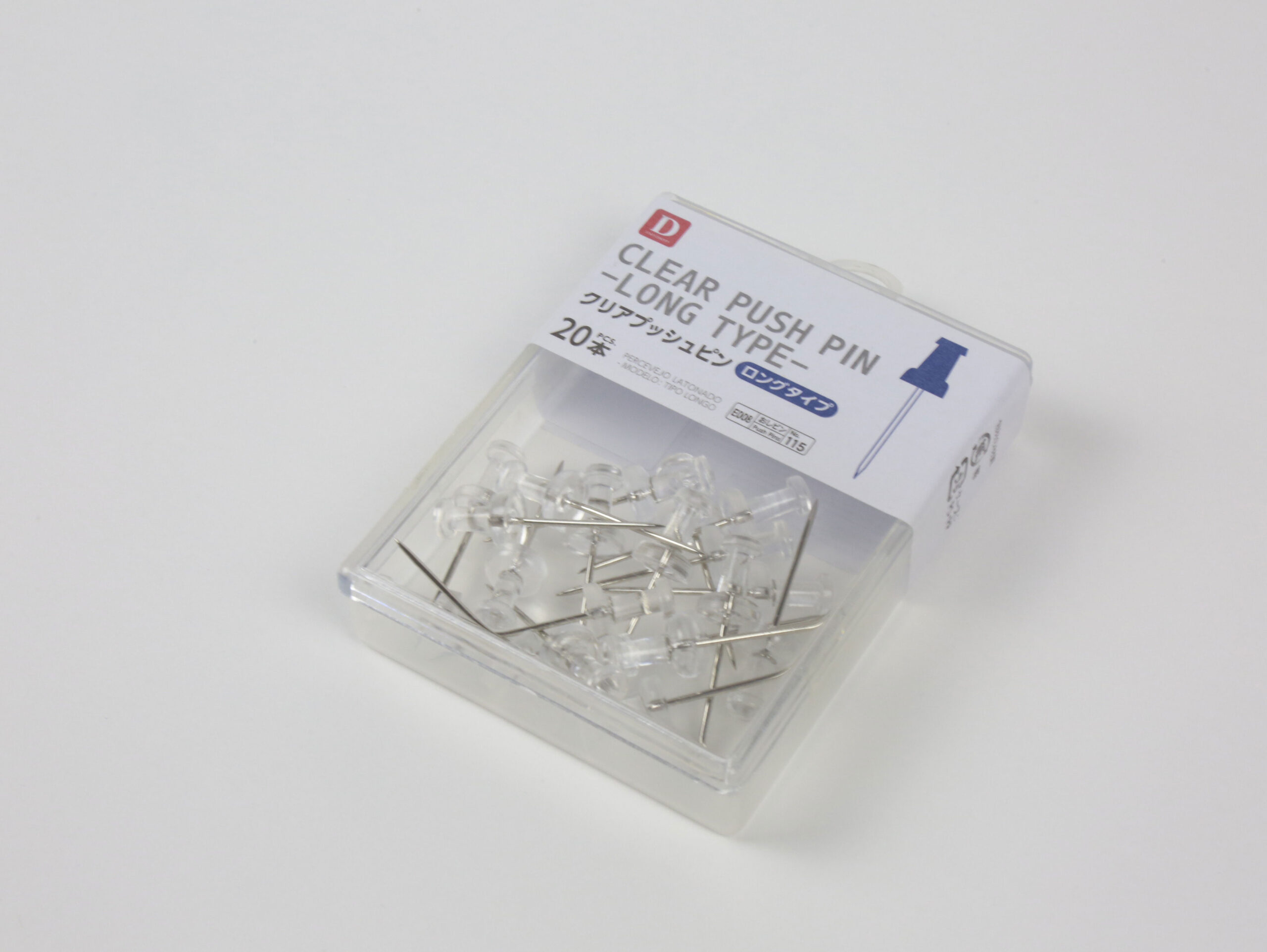Clear Color Push Pins – Long Type – 20 Pieces Included – Daiso Japan ...