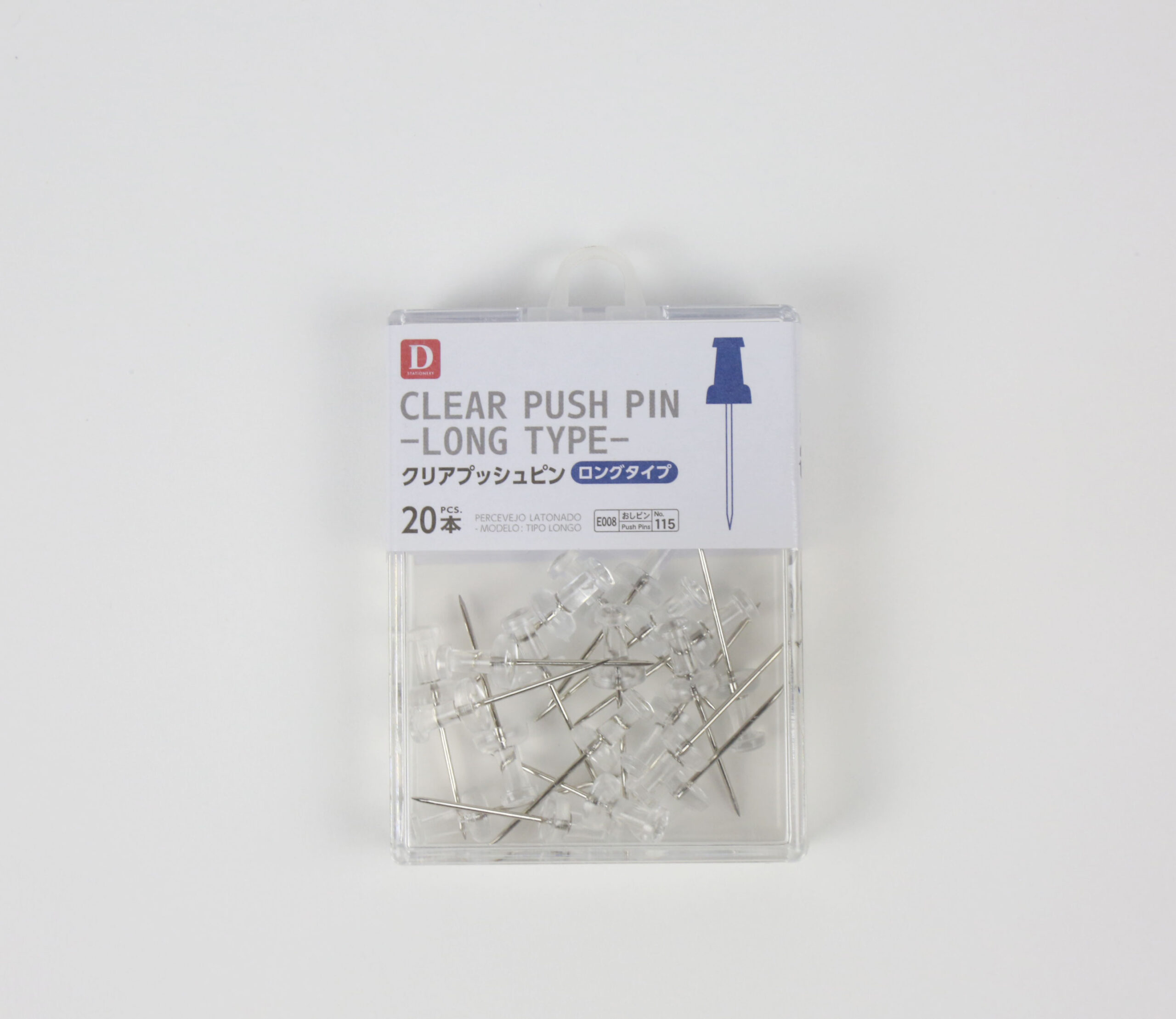 Clear Color Push Pins – Long Type – 20 Pieces Included – Daiso Japan ...